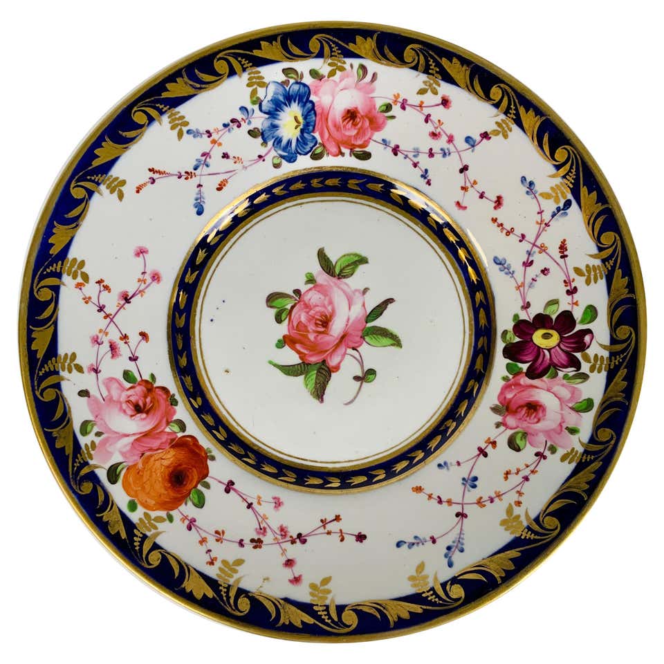 English Porcelain Dish Decorated with Roses Made Circa 1820 - Bardith, Ltd.