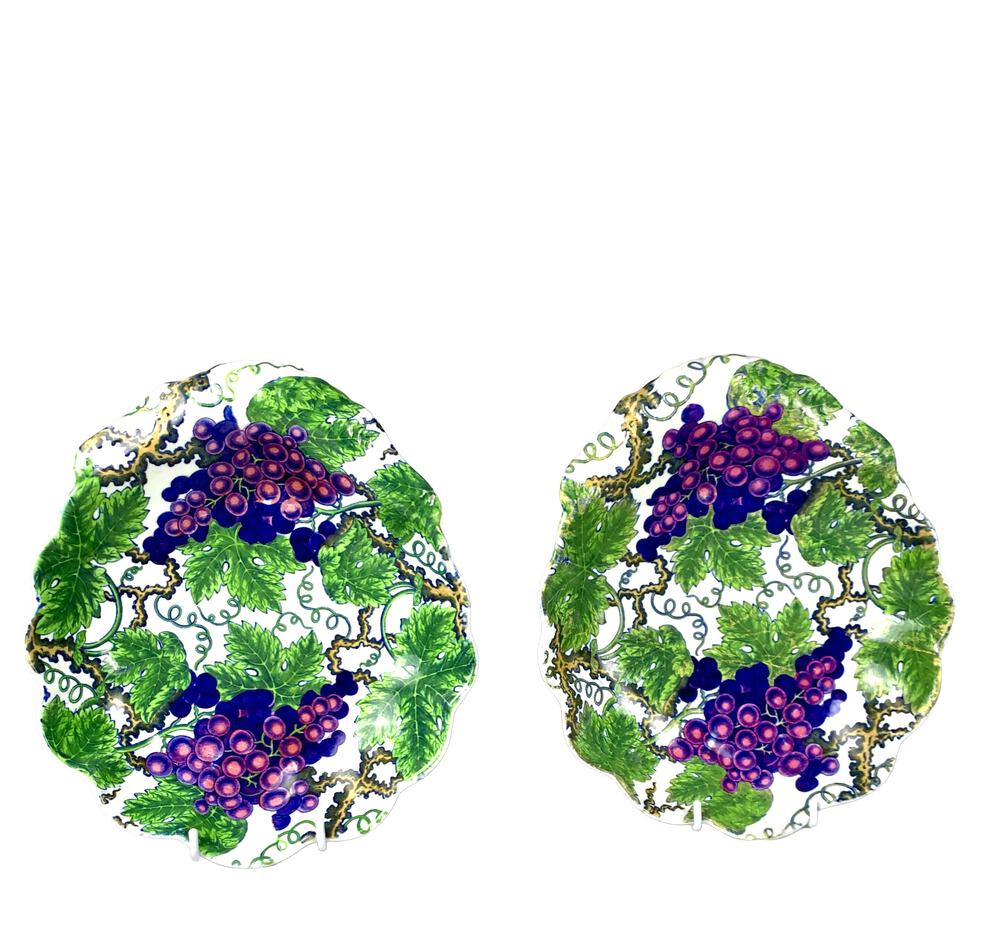 Pair Antique Spode Green Grapes Pattern Dishes England Circa 1820 ...