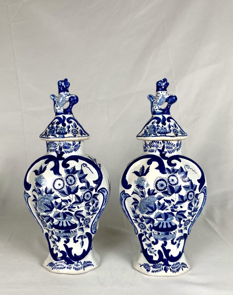 Pair Antique Blue and White Dutch Delft Jars Netherlands Circa 1860 ...