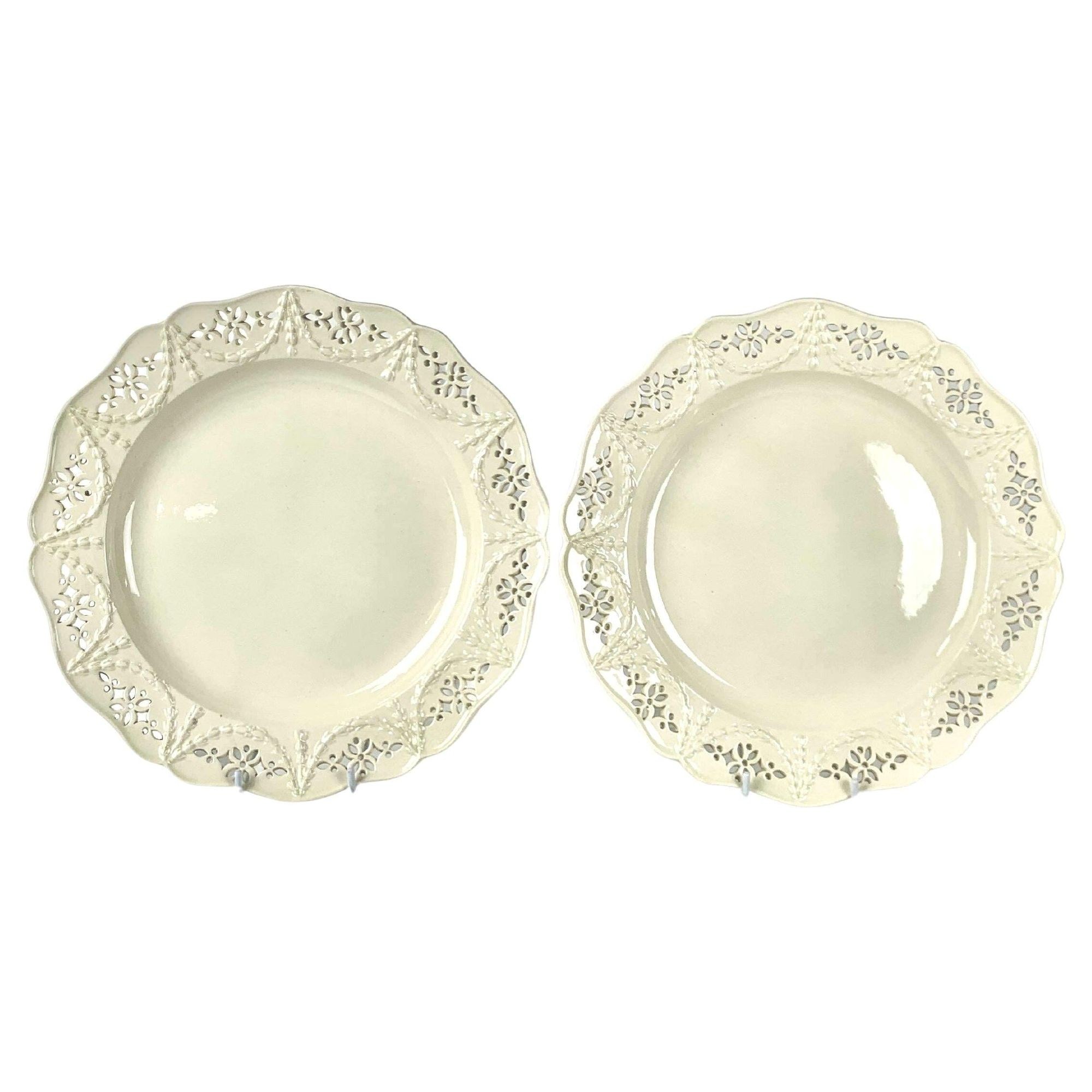 Pair of 18th Century English Creamware Dishes with Pierced Openwork ...